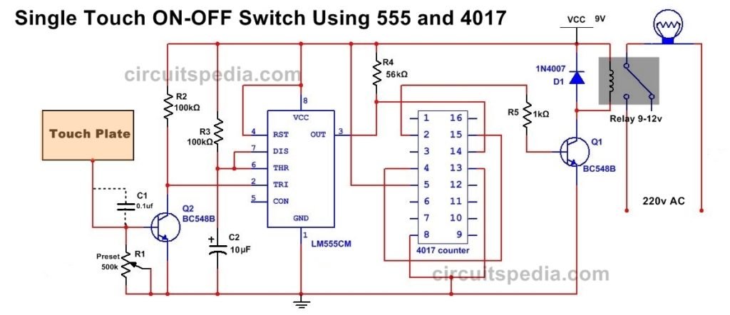 Single Touch On Off Switch Circuit