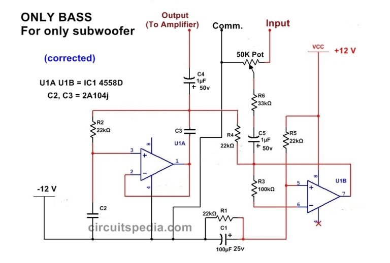 Bass Booster Circuit For Subwoofer | Circuitspedia.com