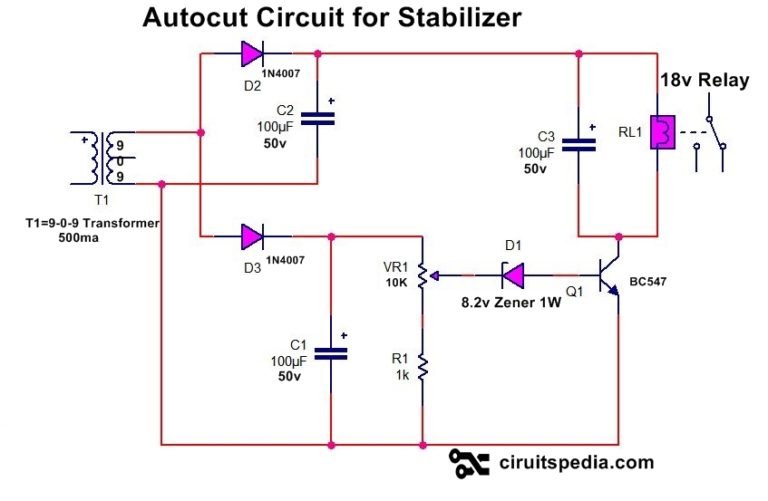 Stabilizer High Voltage Autocut Circuit Diagram | Auto Cut