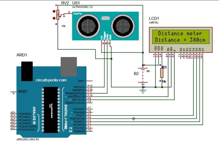 Distance Measurement, Arduino Ultrasonic Sensor Code, Simulation With LCD
