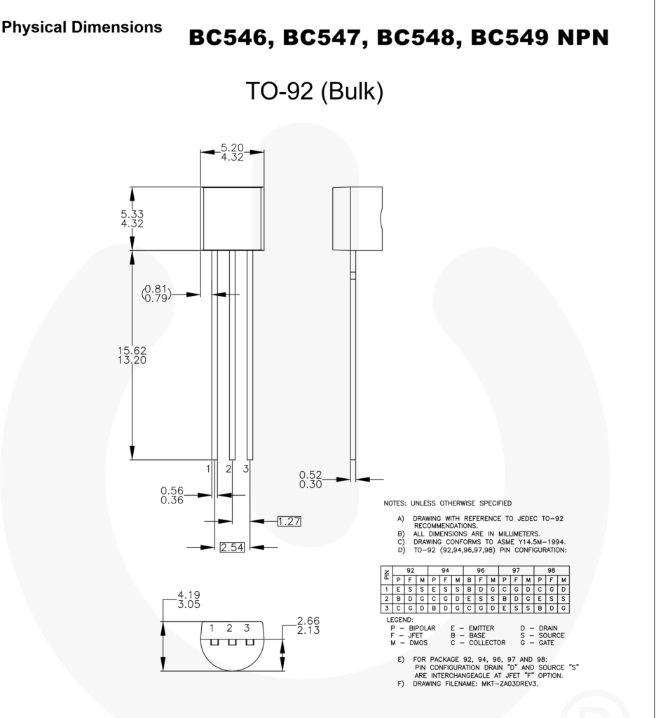 BC547 Pinout Datasheet Equivalent | BC547 BC548 Datasheet